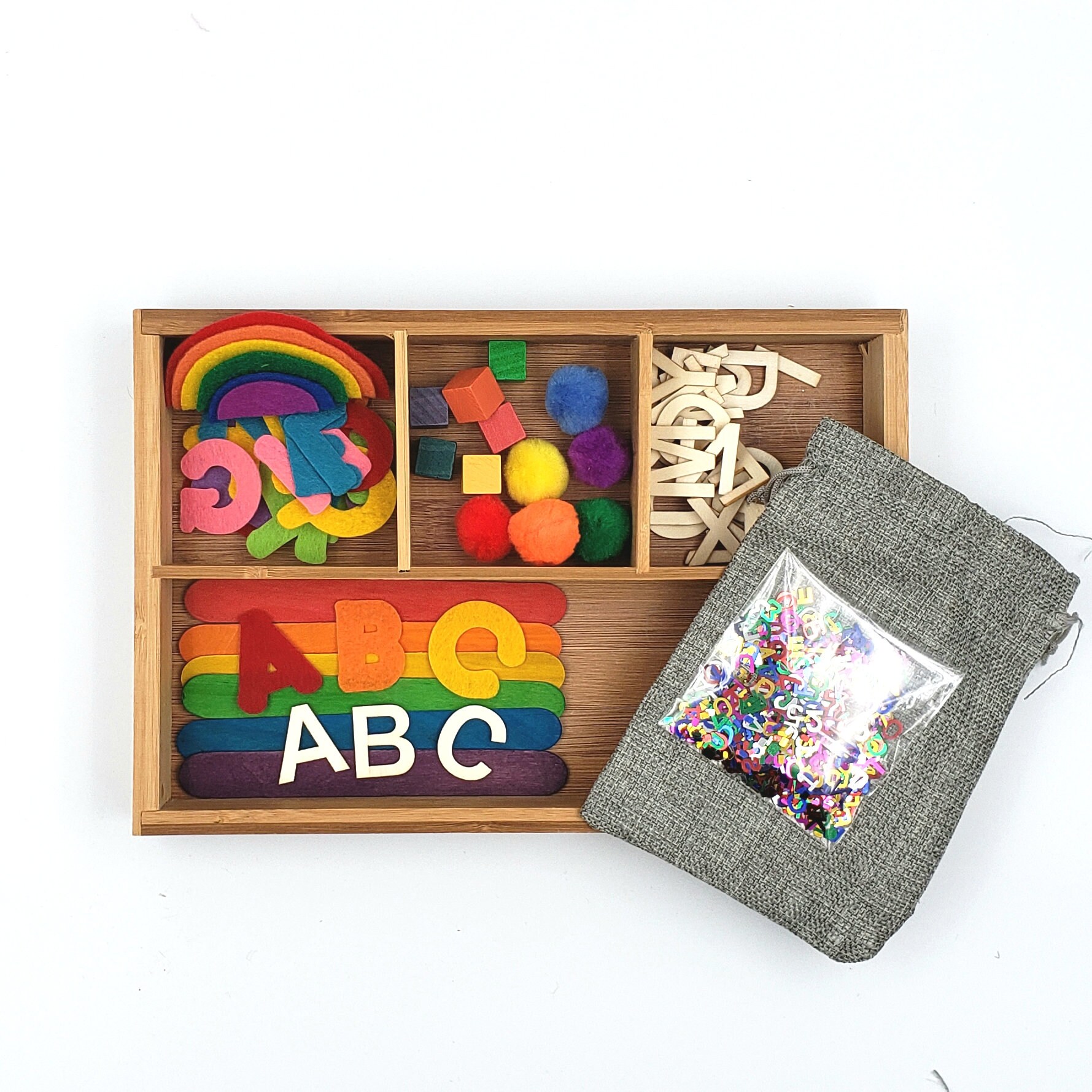 Alphabet Loose Parts Alphabet Tuff Tray Rainbow Small | Etsy