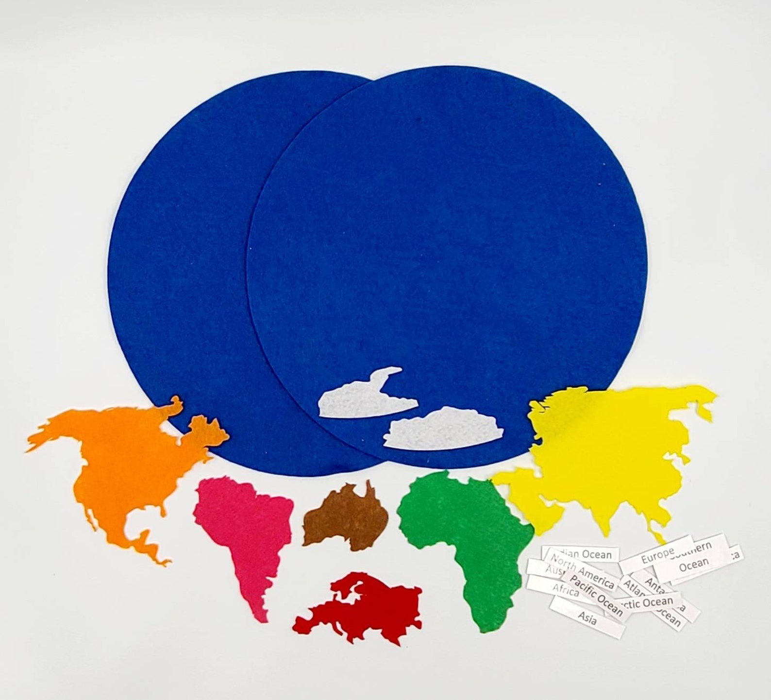 Continent Felt Set | Montessori Continents - Etsy