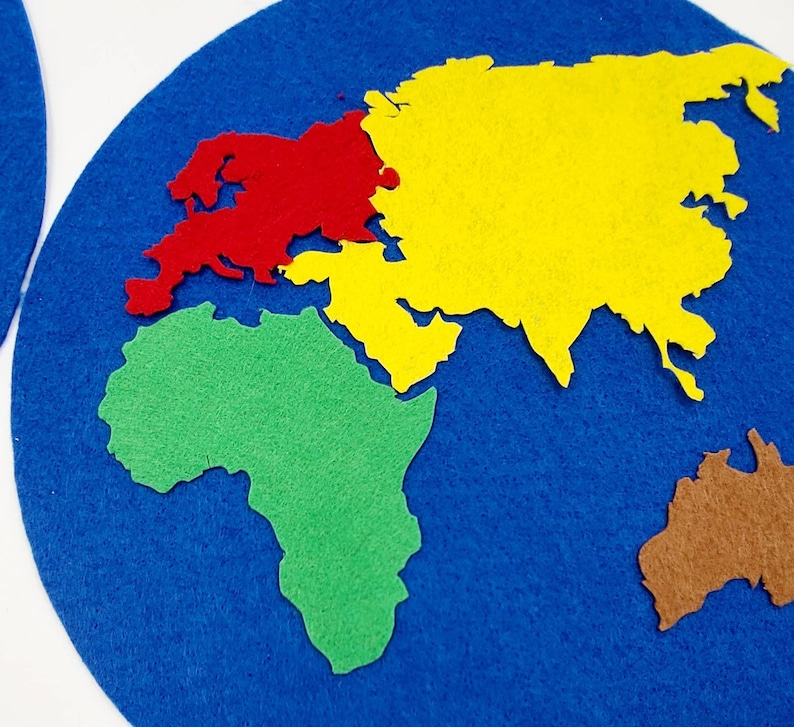 Continent Felt Set | Montessori Continents - Etsy
