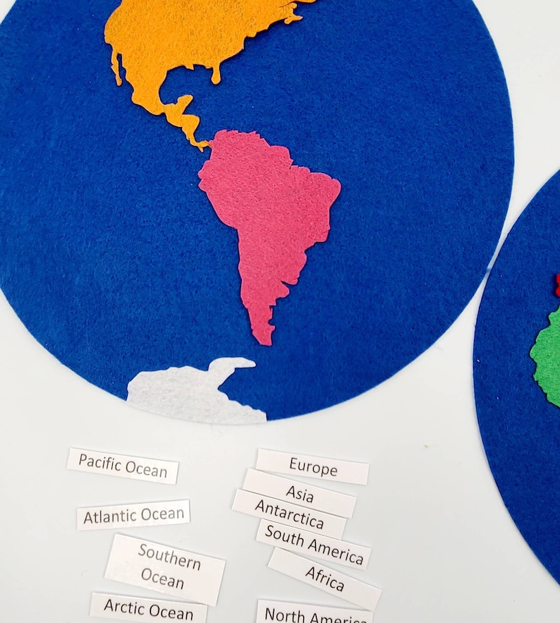 Continent Felt Set | Montessori Continents - Etsy
