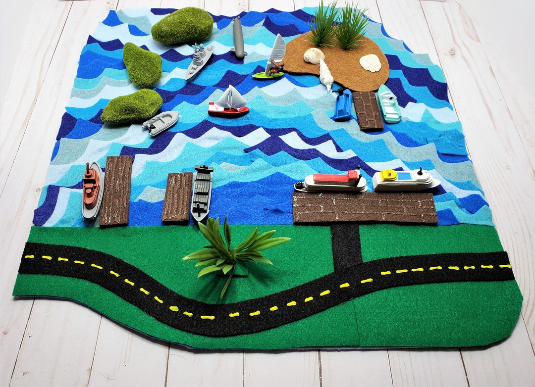 Water Vehicle Playmat, Ocean Playmat, Boat Felt Set, 3D Playmat, Ocean ...
