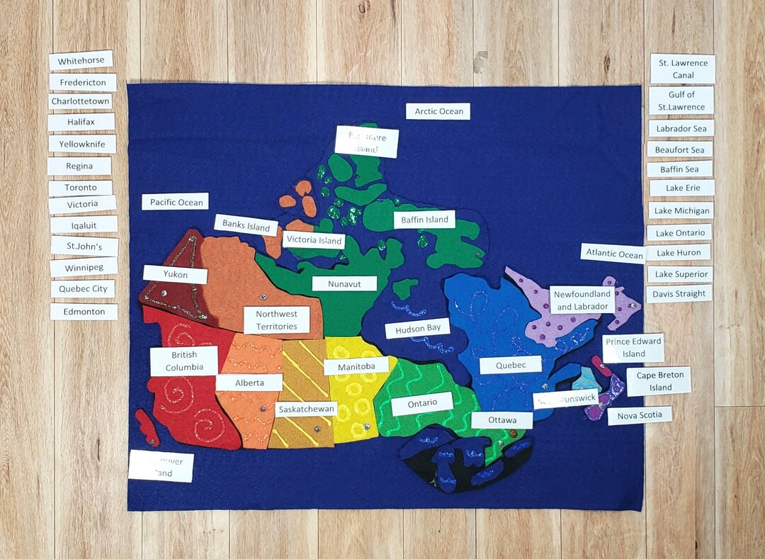 Felt Canada Map Puzzle: Geography Homeschool Learning Set - Etsy