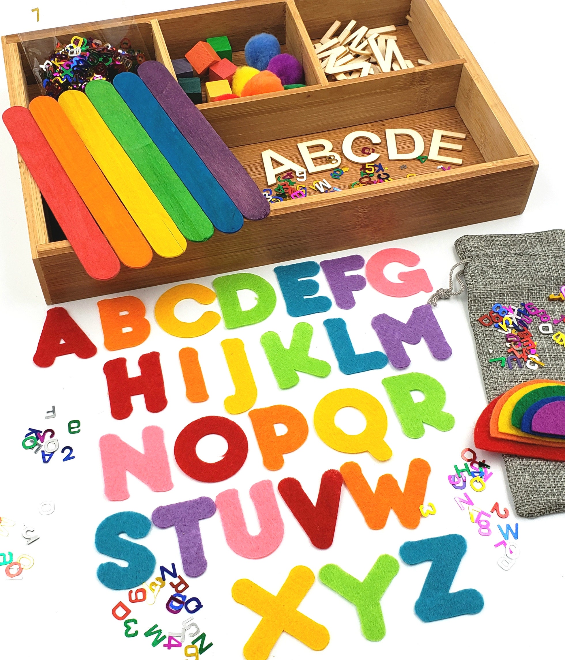 Alphabet Loose Parts Alphabet Tuff Tray Rainbow Small | Etsy