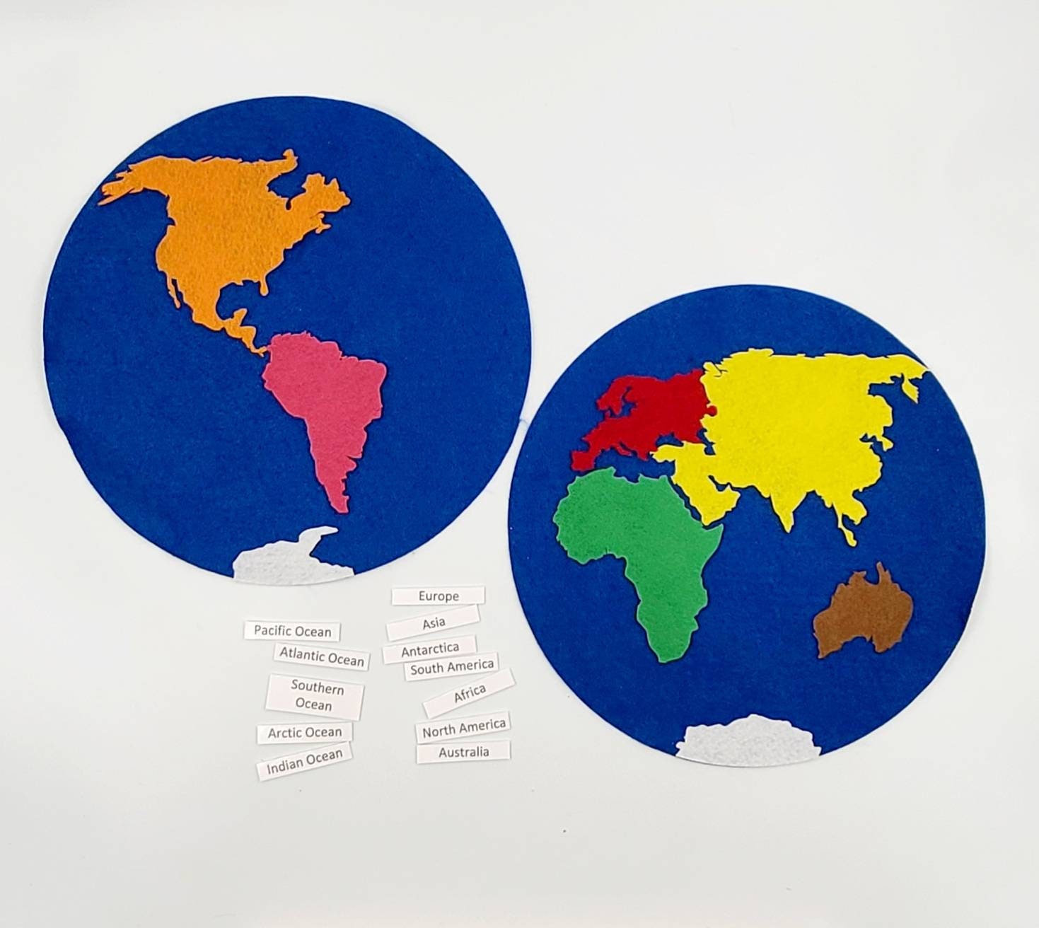 Continent Felt Set | Montessori Continents - Etsy UK