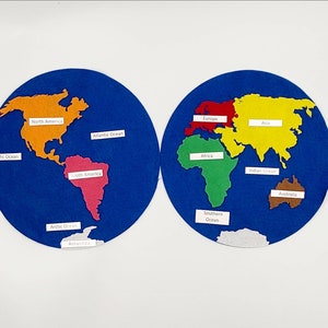 Continent Felt Set | Montessori Continents - Etsy