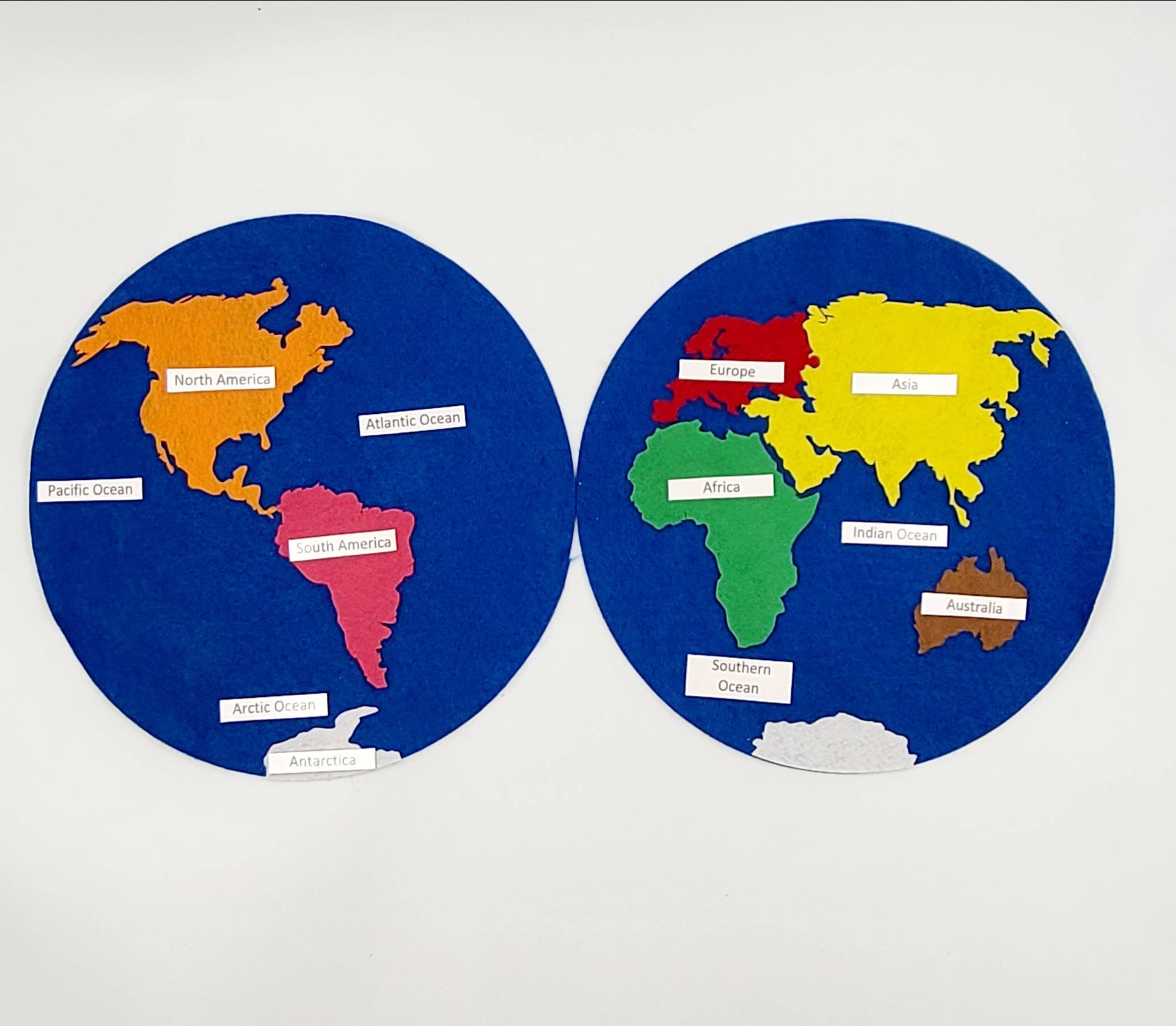 Continent Felt Set | Montessori Continents - Etsy