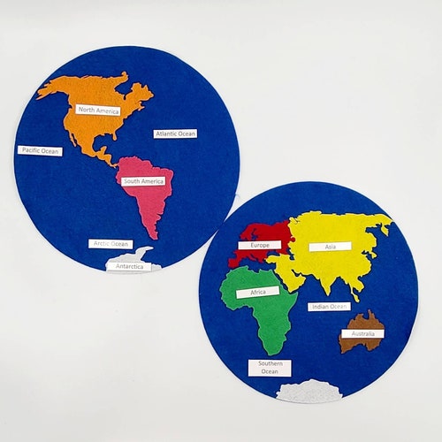 ENGLISH Continents of the World 3-part Card Set Montessori - Etsy