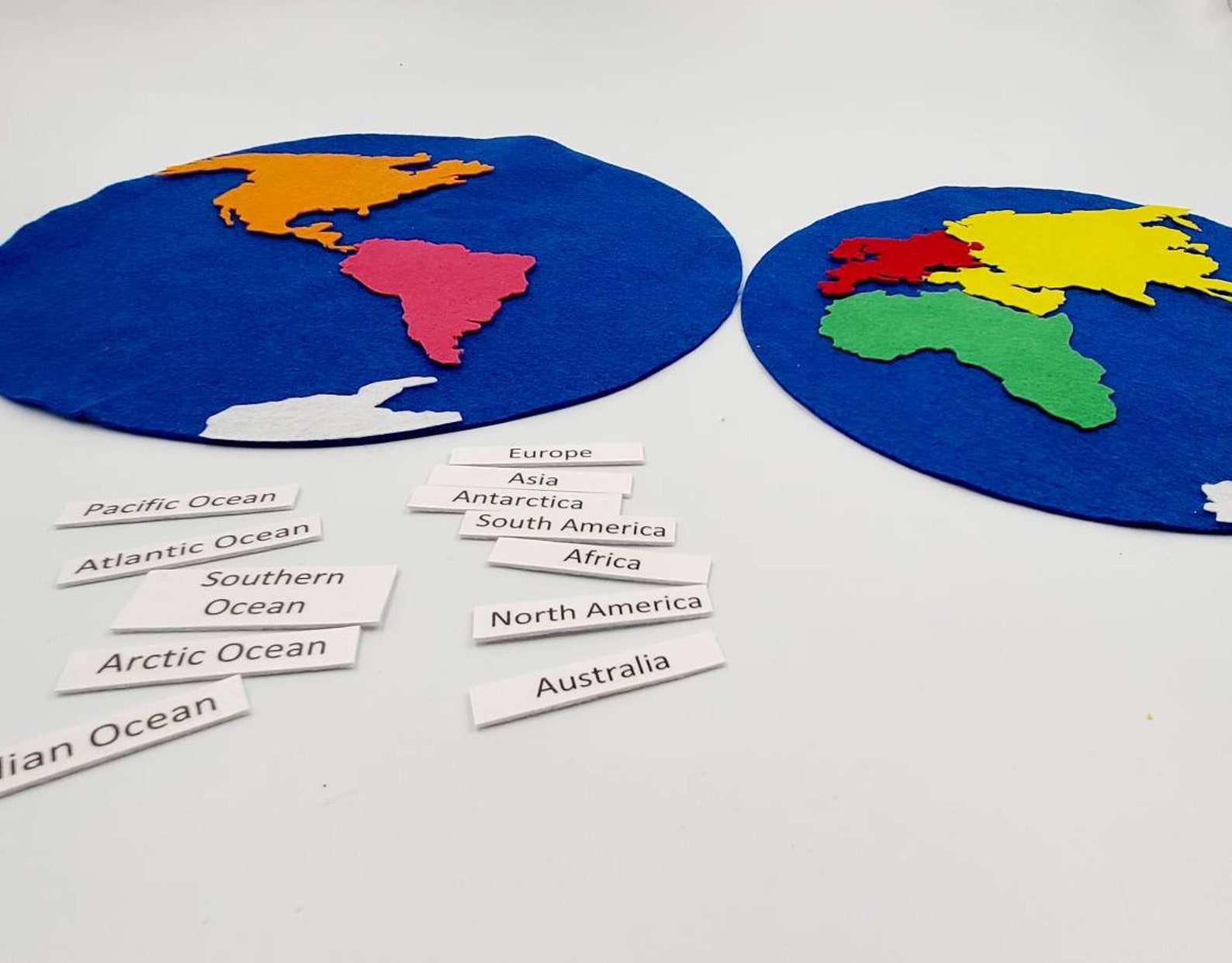 Continent Felt Set | Montessori Continents - Etsy