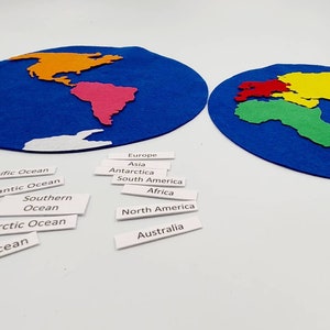 Continent Felt Set | Montessori Continents - Etsy
