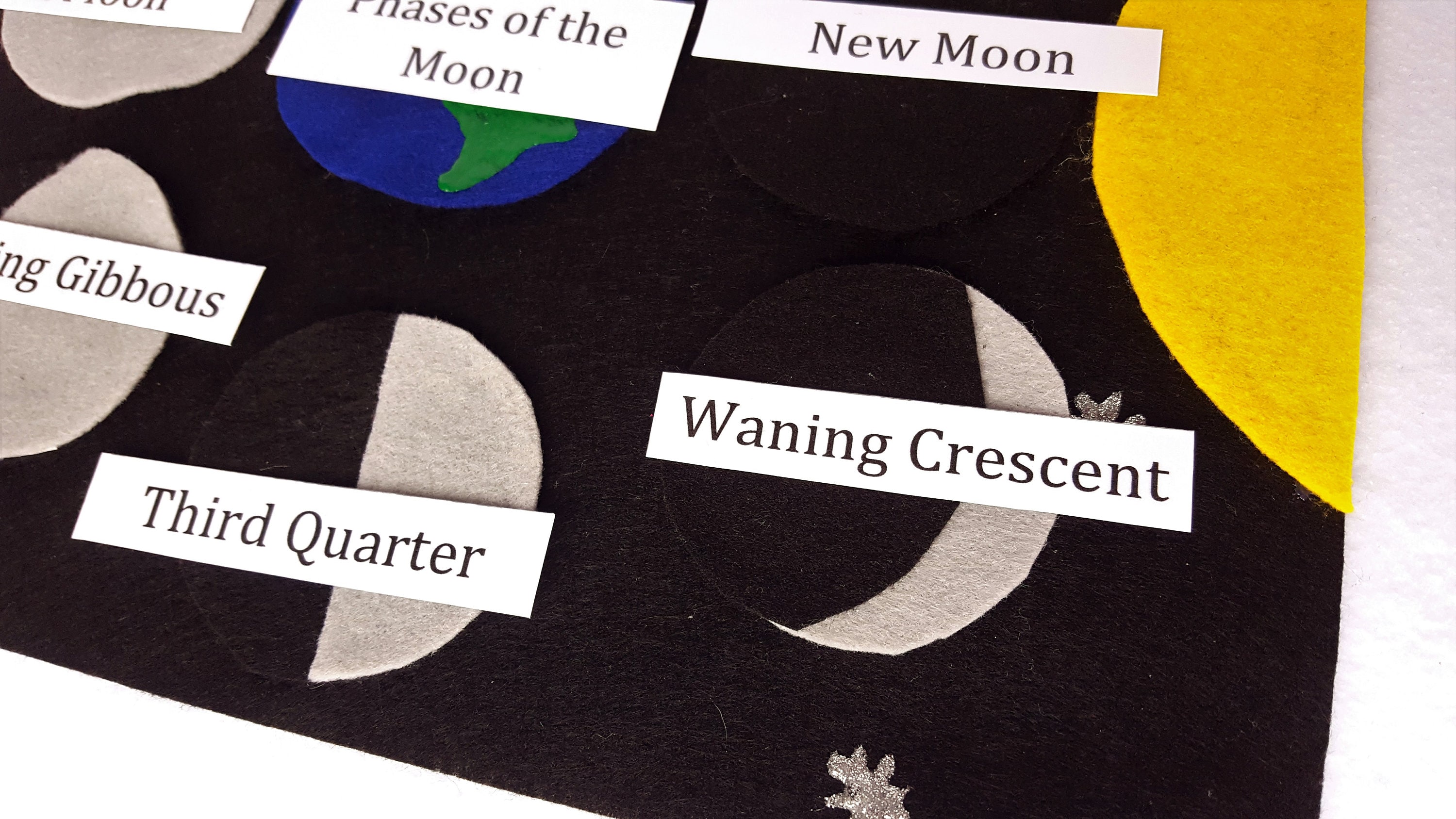 Phases of the Moon Felt Board Set with laminated labels. | Etsy