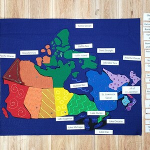 Map of Canada Felt Set, Provinces, Bodies of Water, Canadian Capitals ...