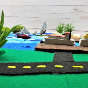 Water Vehicle Playmat, Ocean Playmat, Boat Felt Set, 3D Playmat, Ocean ...