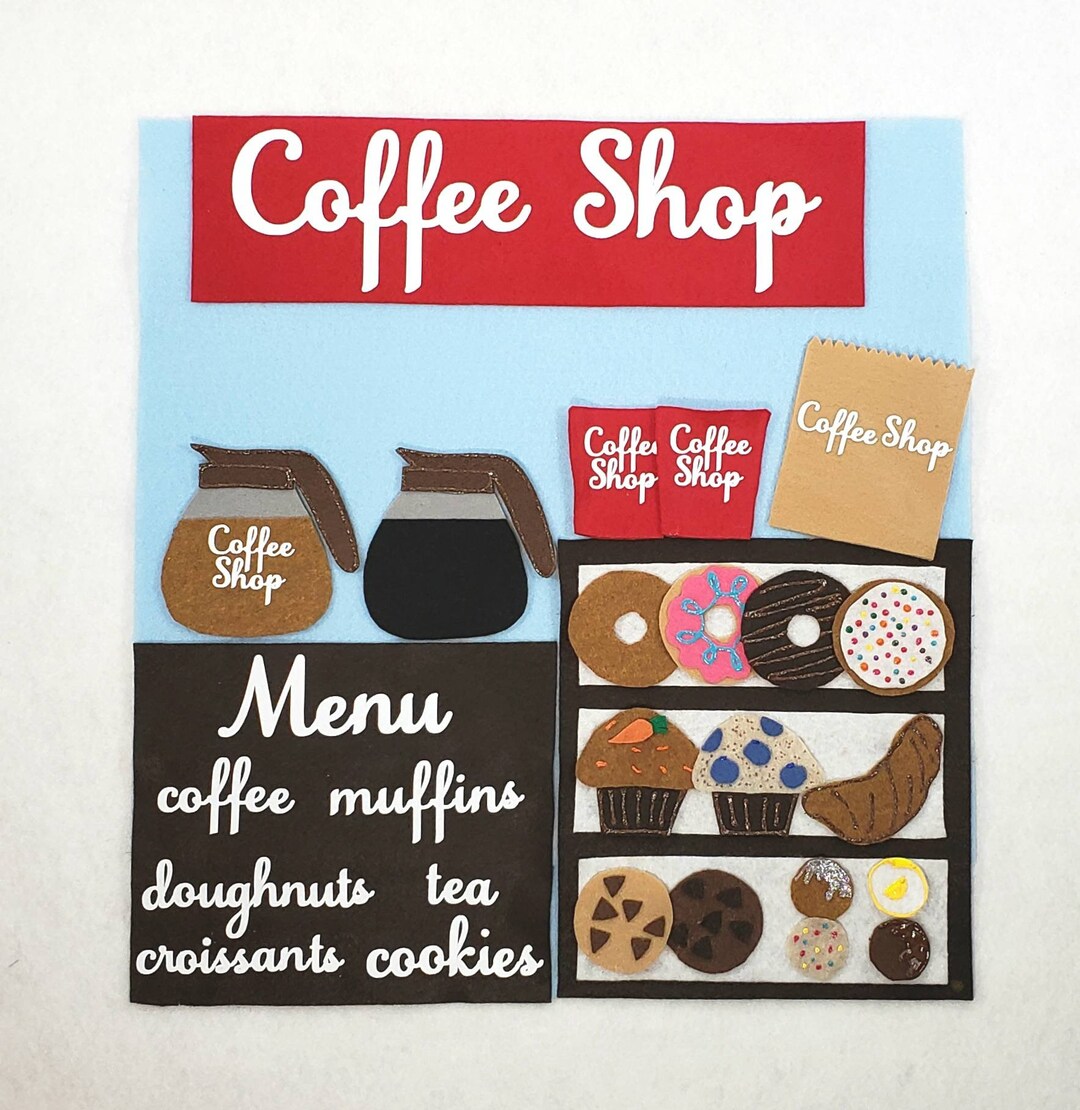 Felt Model Coffee Shop Play Set: Pretend Play Cafe Wall Decor - Etsy