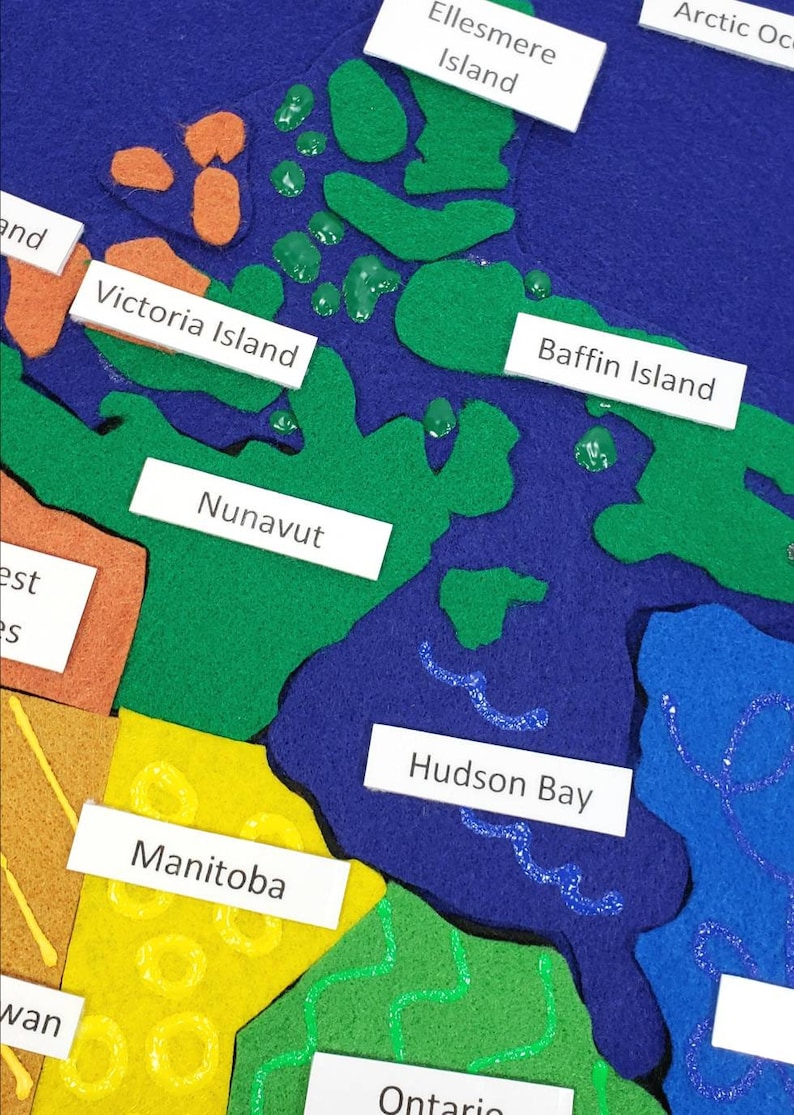 Map of Canada Felt Set Provinces Bodies of Water Canadian | Etsy