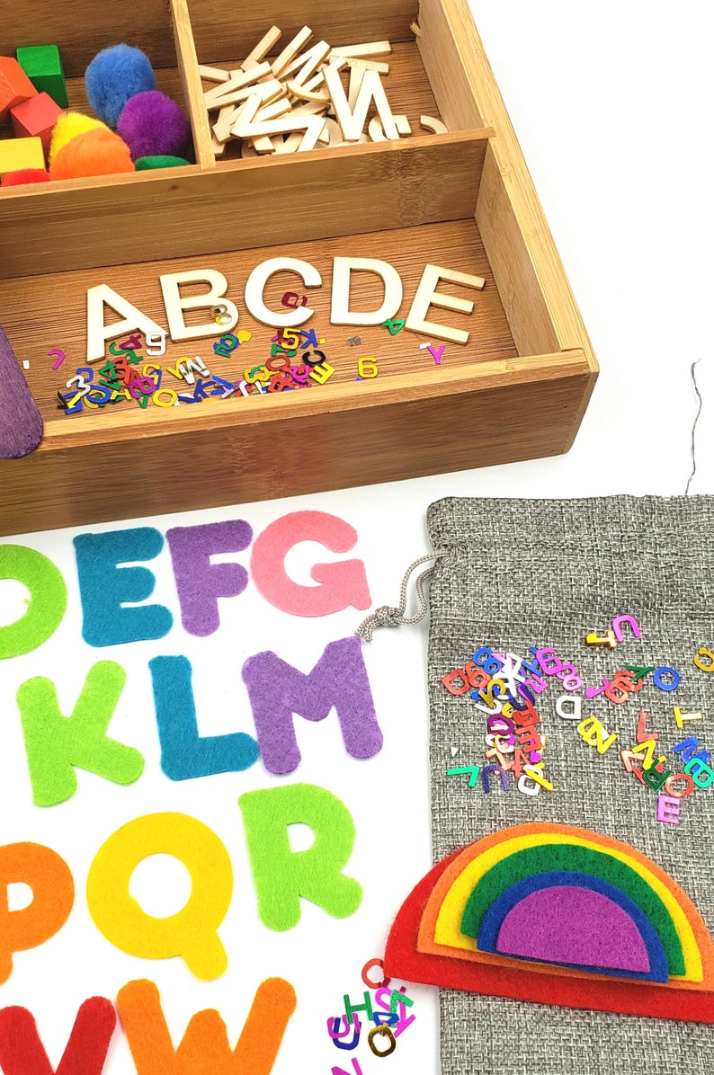 Alphabet Loose Parts Alphabet Tuff Tray Rainbow Small | Etsy