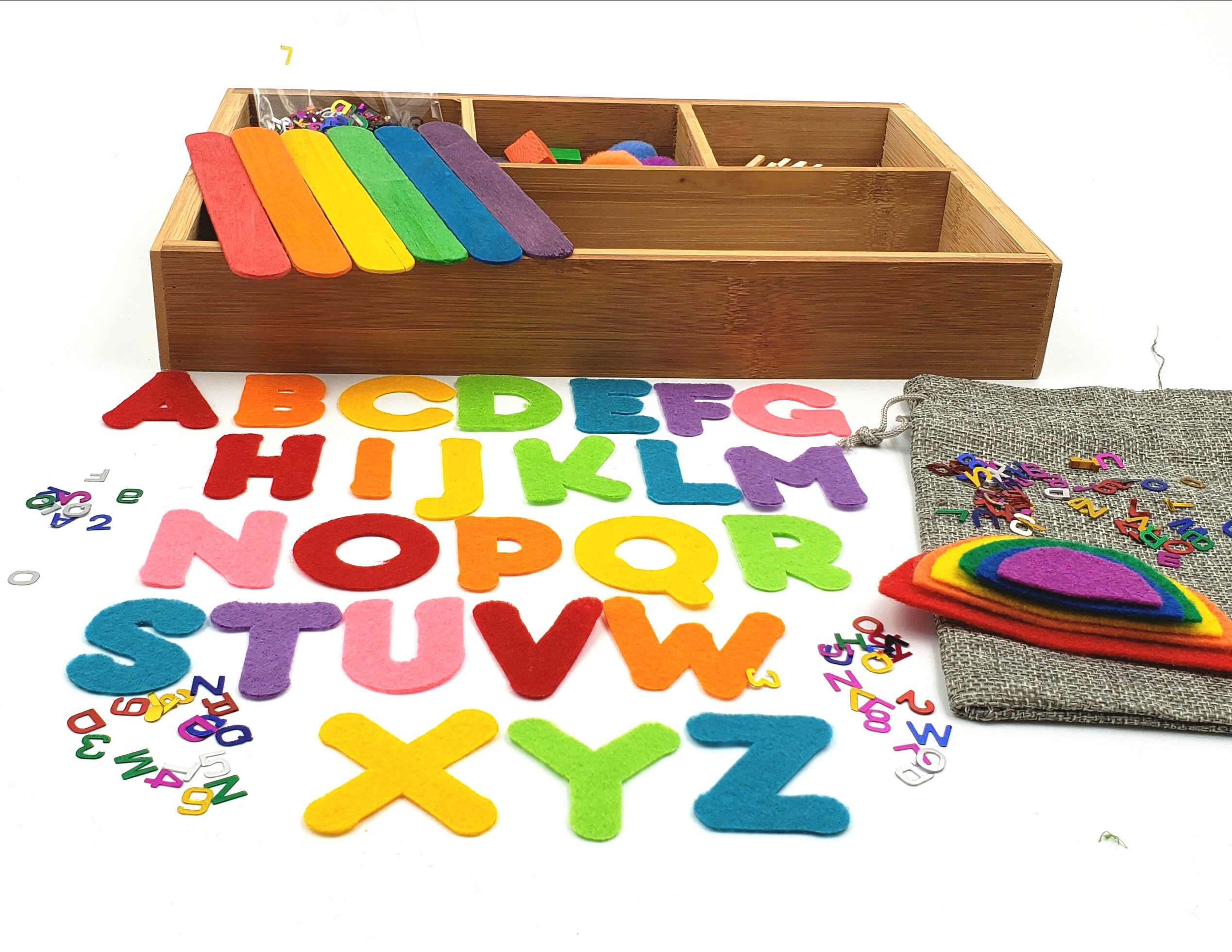 Alphabet Loose Parts Alphabet Tuff Tray Rainbow Small | Etsy