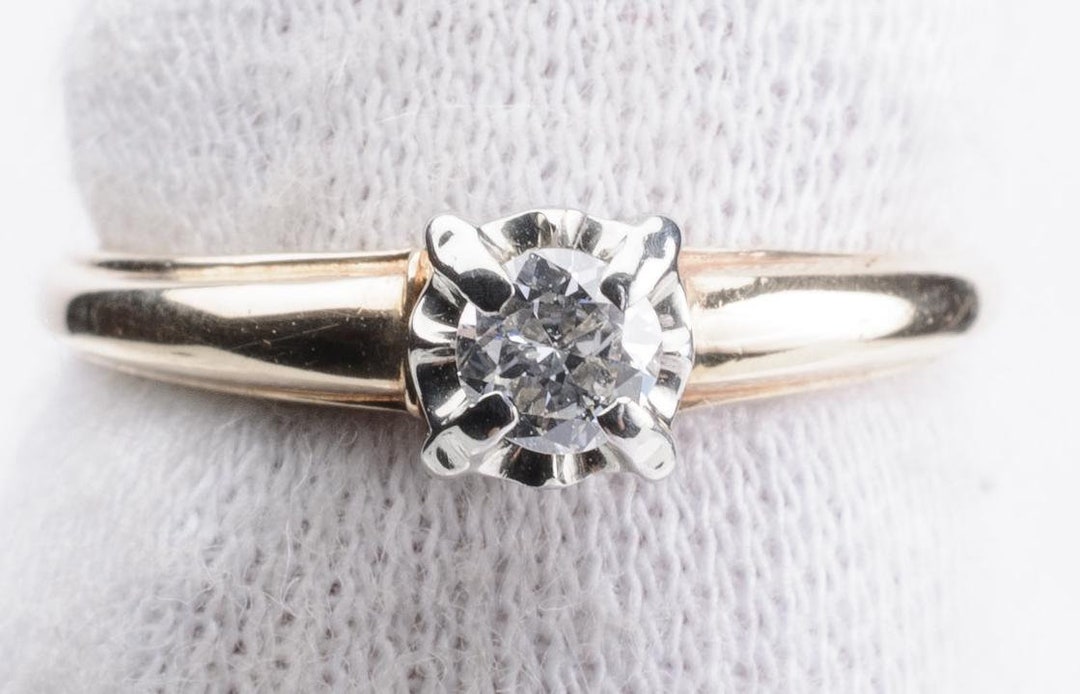 Vintage ~ Orange Blossom ~ Diamond Solitaire ~ 14k/18k Gold ~ 0.21ct ...