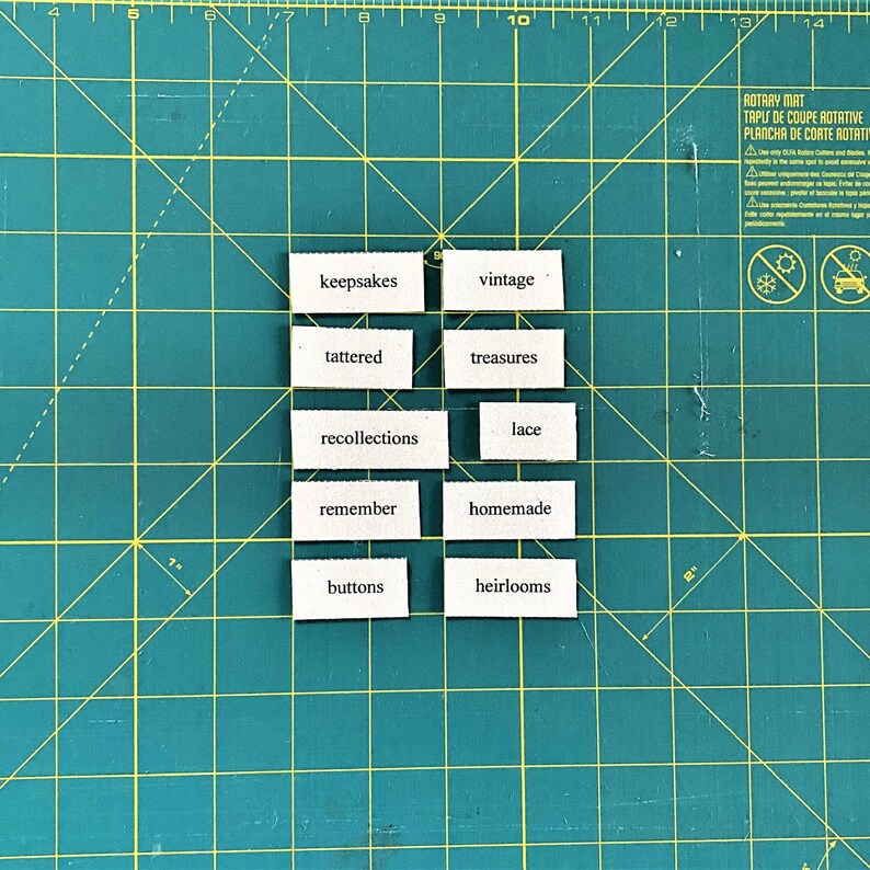 Vintage Word Mini Word Tile Set / Set of 10 Word Tiles / Fabric Printed ...
