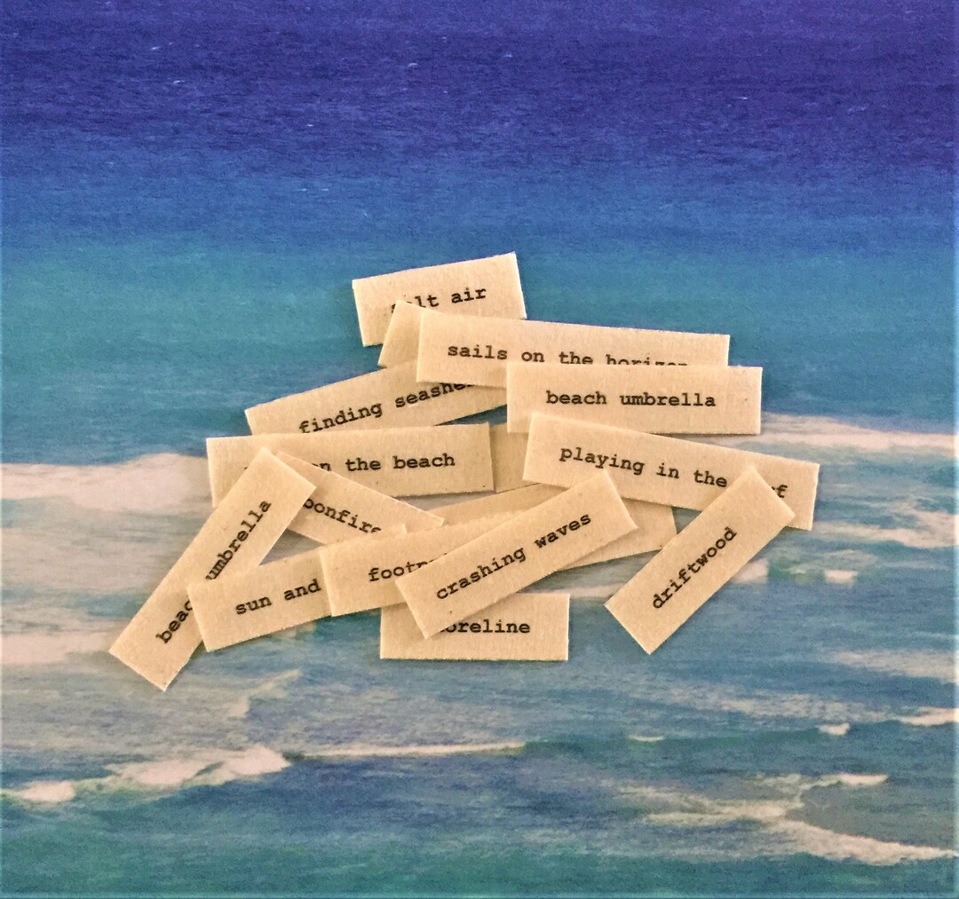 Sand and Surf Word Tiles # 1 / Set of 16 Word Tiles / Fabric Word Tiles ...