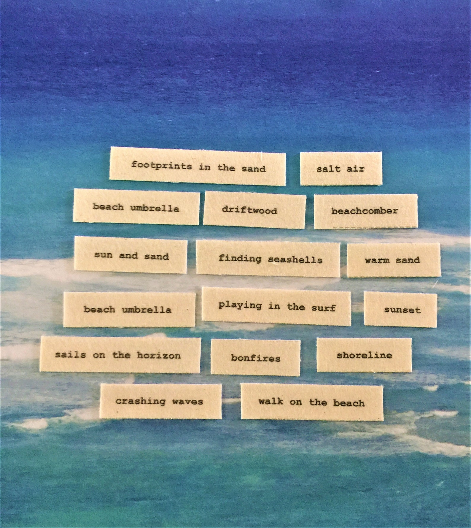 Sand and Surf Word Tiles 1 / Set of 16 Word Tiles / Fabric - Etsy