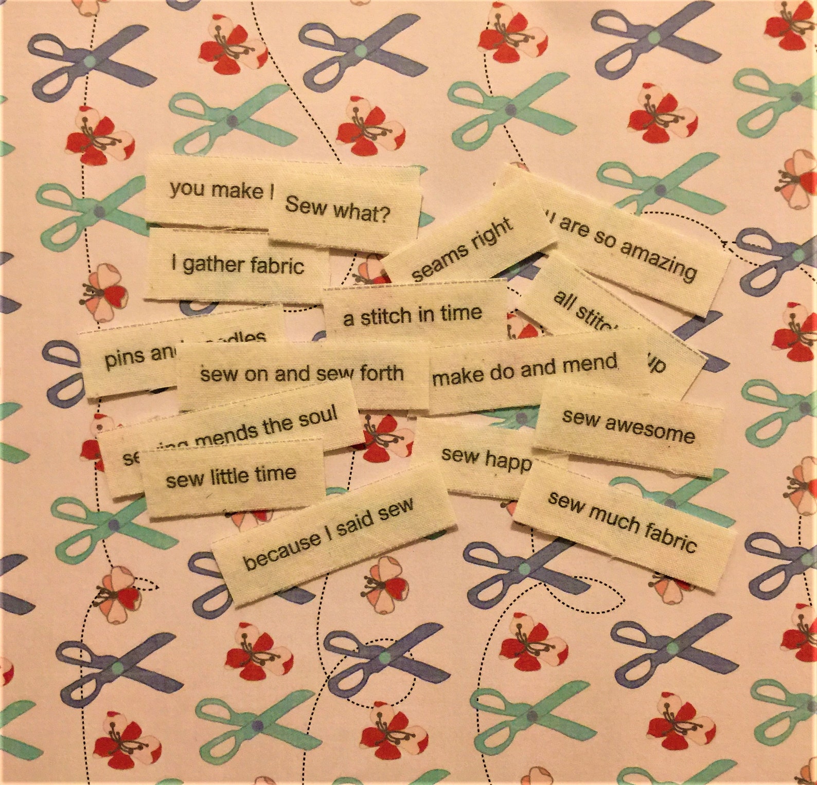 Words to Sew by / Fabric Words / Fabric Word Tiles / Junk - Etsy