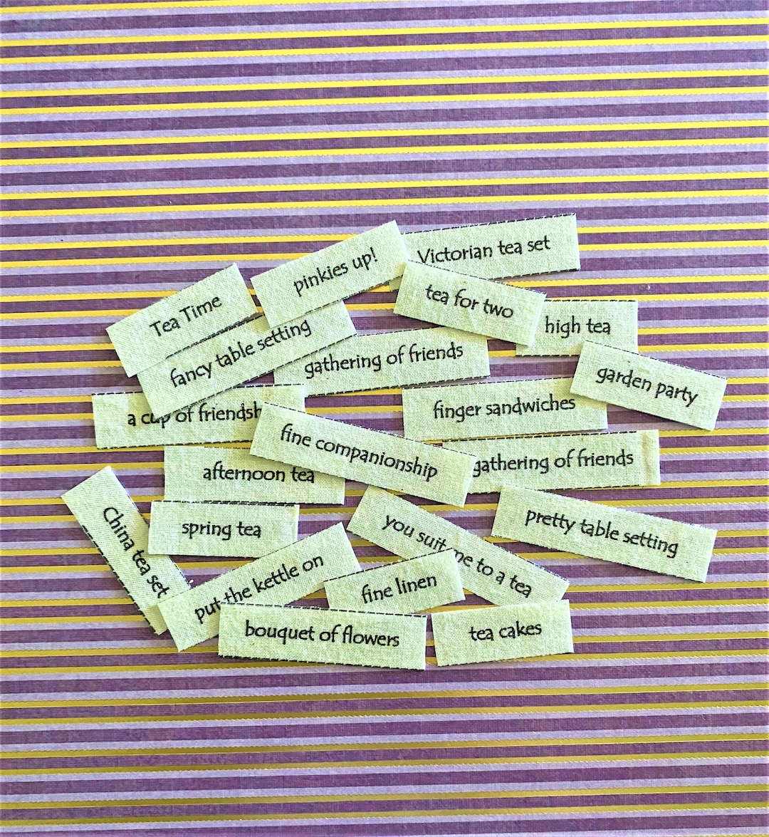 Tea Time Word Tiles / Words on Fabric / Junk Journal / Scrap Journal ...