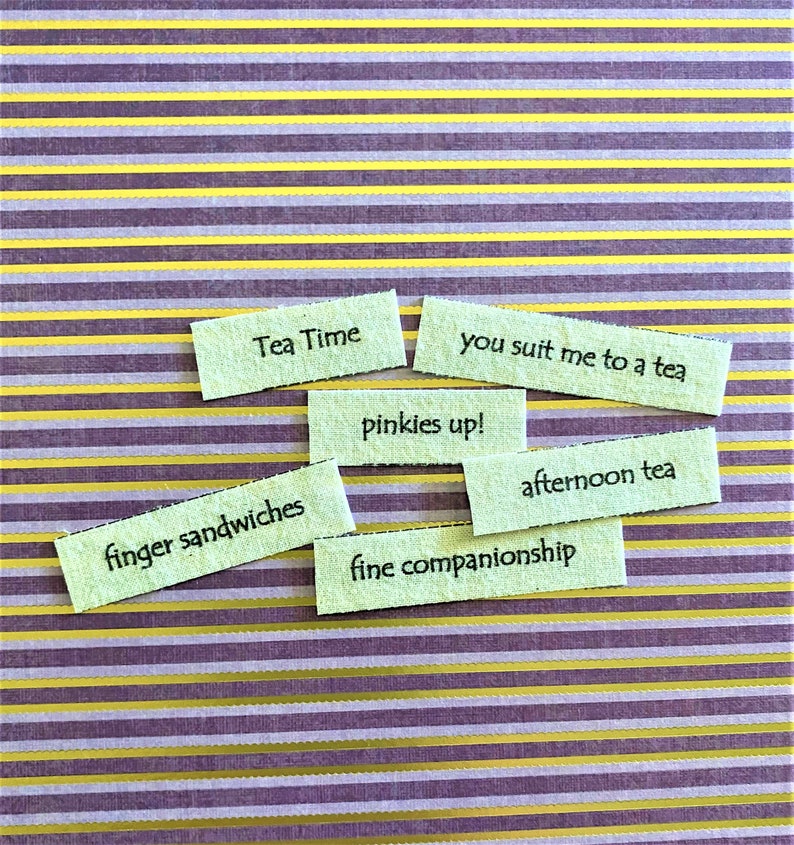 Tea Time word tiles / words on fabric / junk journal / | Etsy