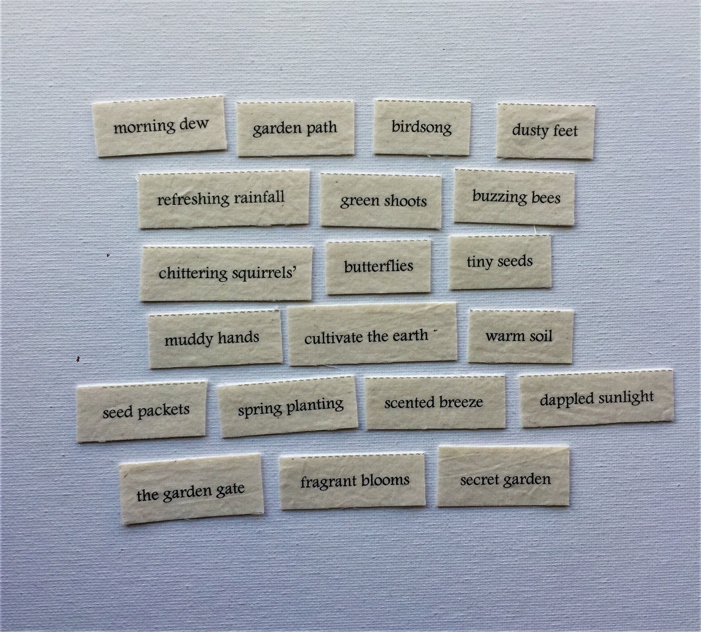 Garden Words # 2 / Fabric Word Tiles / Fabric Words / Junk Journal ...