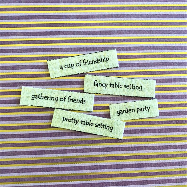 Tea Time Word Tiles / Words on Fabric / Junk Journal / Scrap Journal ...