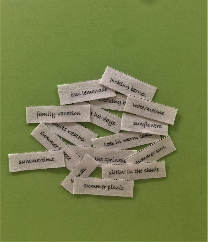 Summertime Words # 1 / Set of 16 Word Tiles / Fabric Word Tiles / Words ...