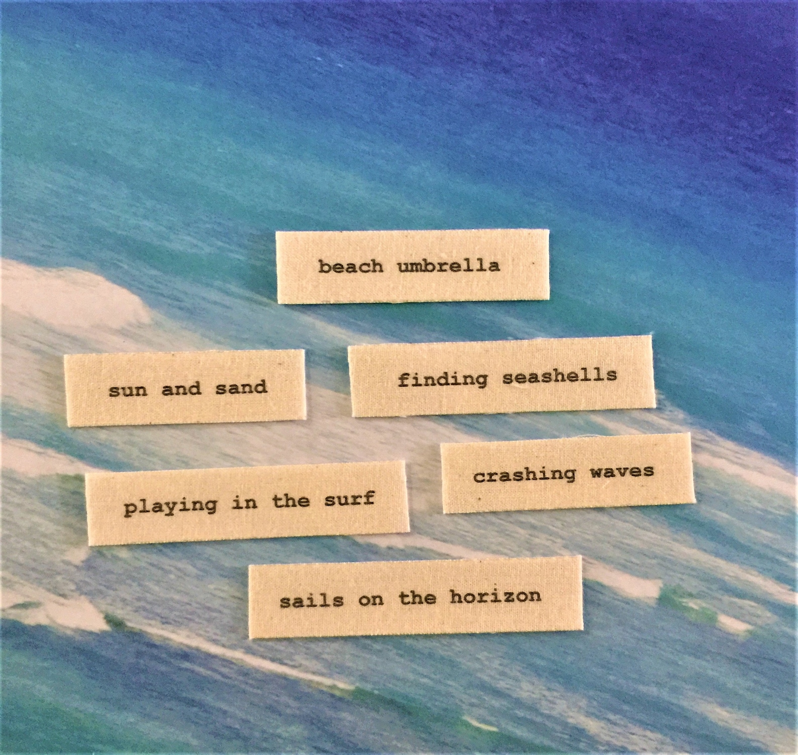 Sand and Surf Word Tiles 1 / Set of 16 Word Tiles / Fabric - Etsy