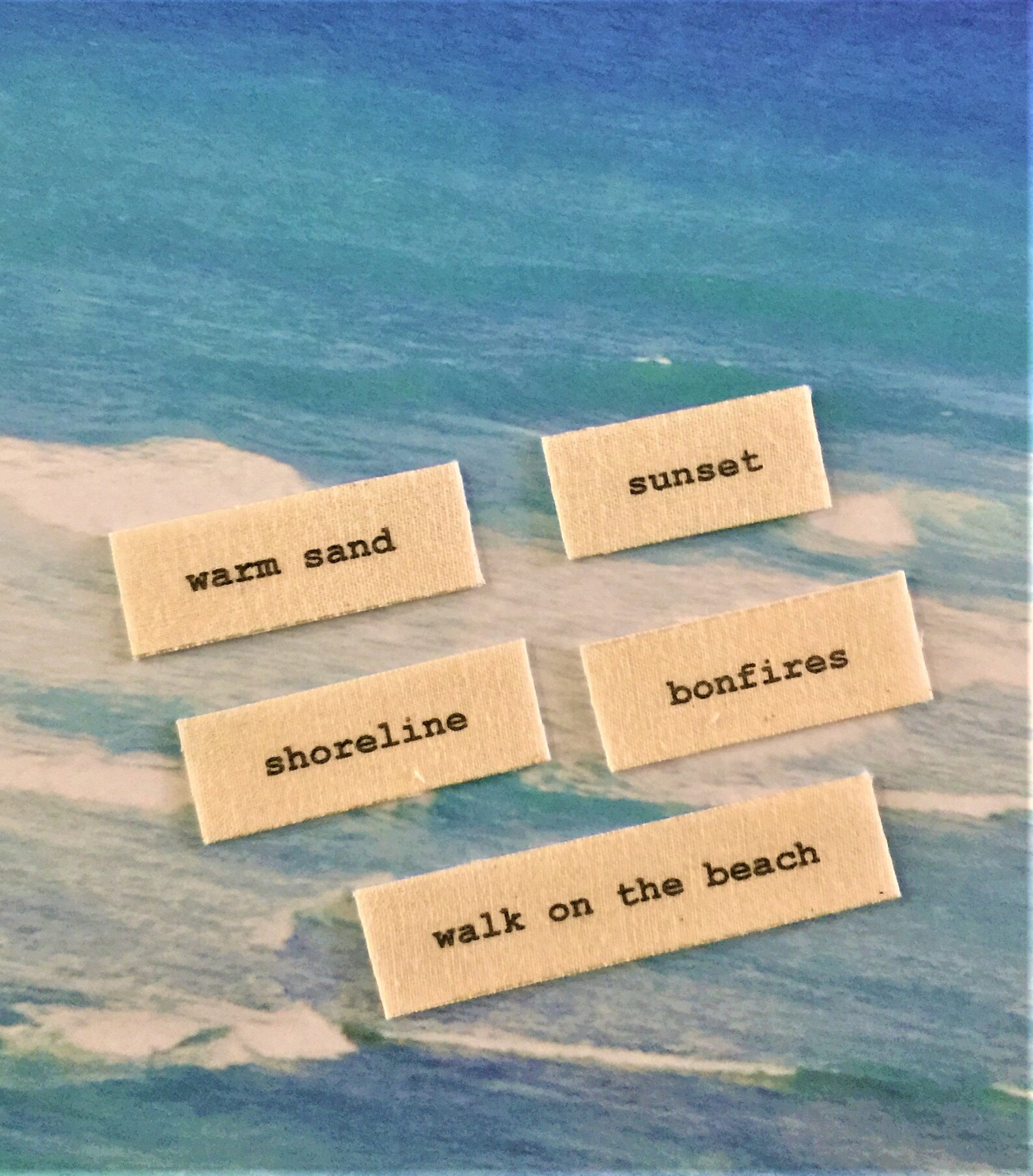 Sand and Surf Word Tiles 1 / Set of 16 Word Tiles / Fabric - Etsy