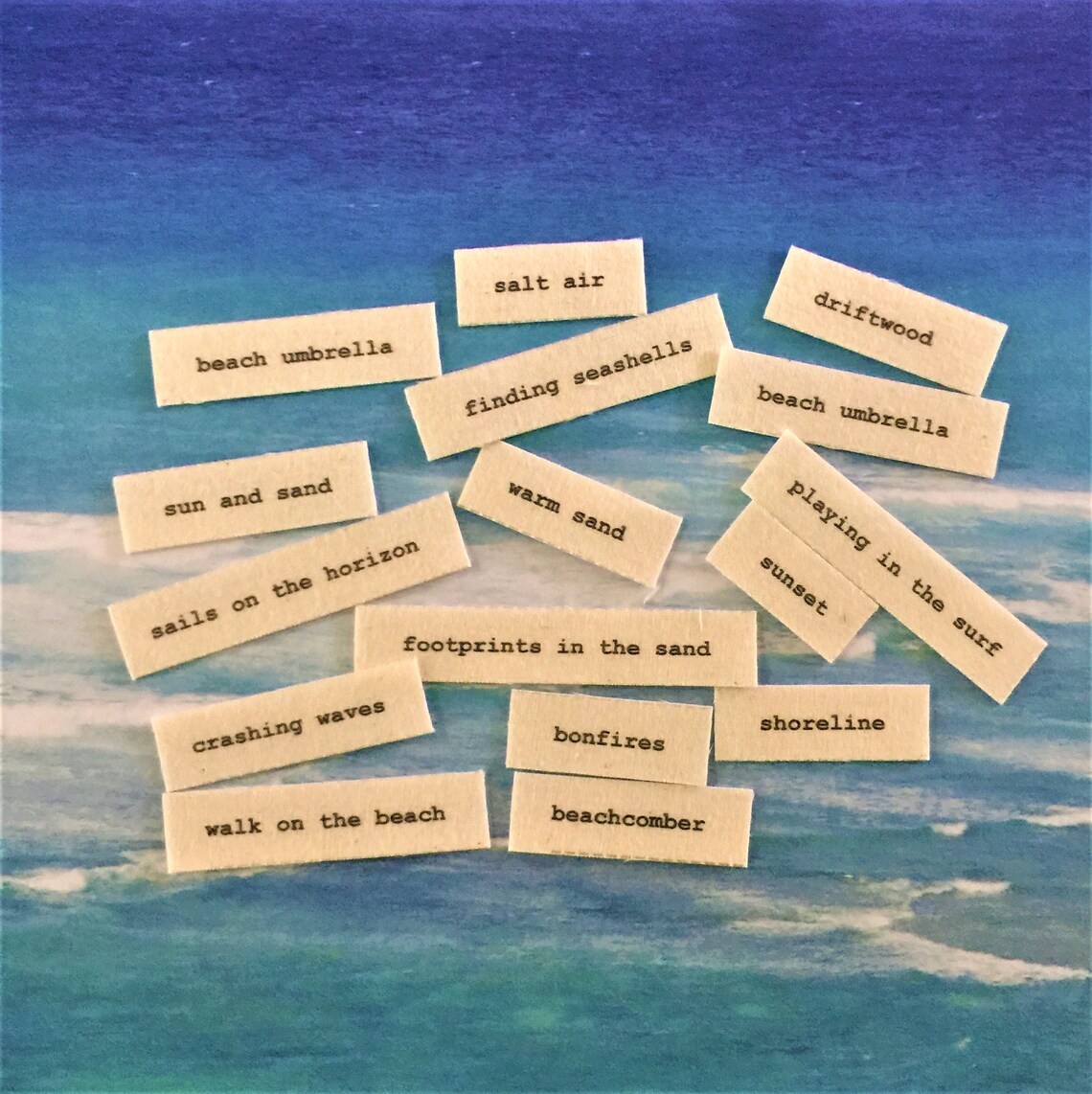 Sand and Surf Word Tiles 1 / Set of 16 Word Tiles / Fabric - Etsy