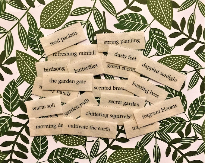 Garden Words # 1 / Fabric Word Tiles / Words on Fabric / Junk Journal ...