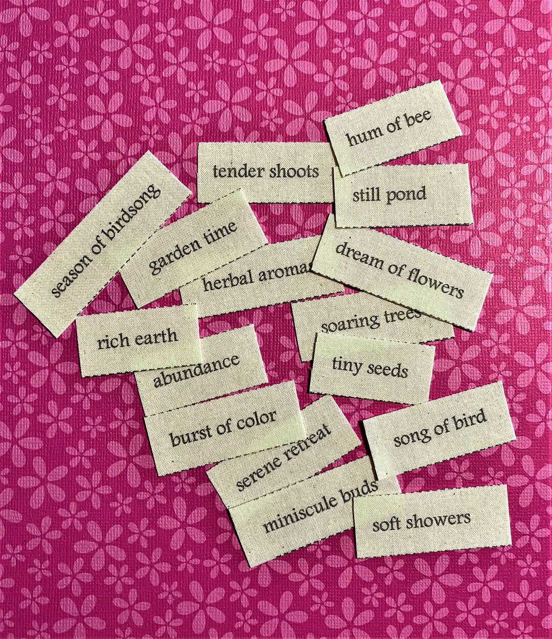 Garden Words # 2 / Fabric Word Tiles / Fabric Words / Junk Journal ...