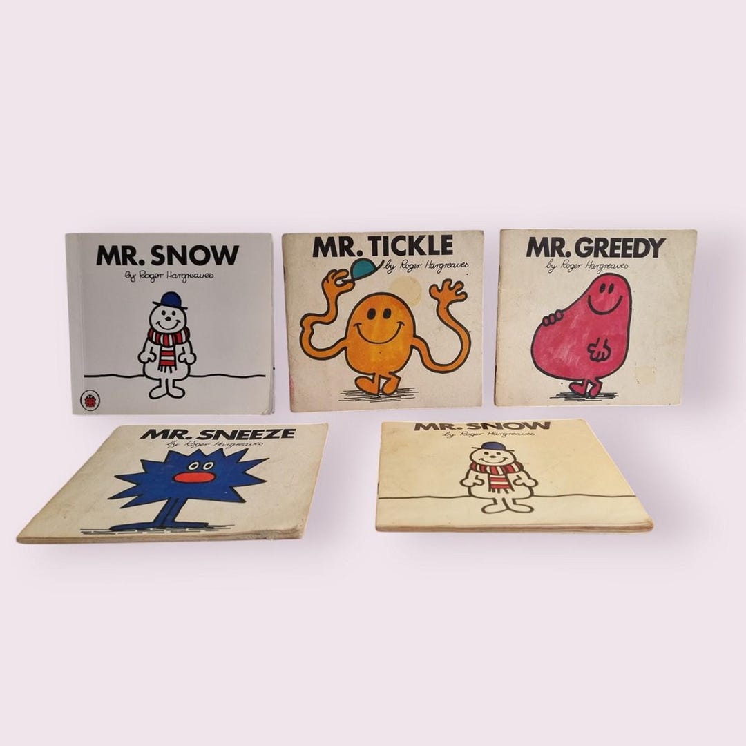 Vintage Mr Men 1971 X 5 Mr Snow, Tickle, Sneeze, Greedy R Hargreaves - Etsy