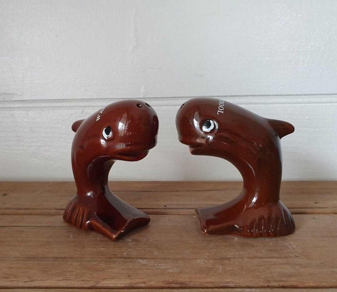 Vintage Ceramic Whale Warrnambool Salt & Pepper Shakers Kitsch 1950s ...