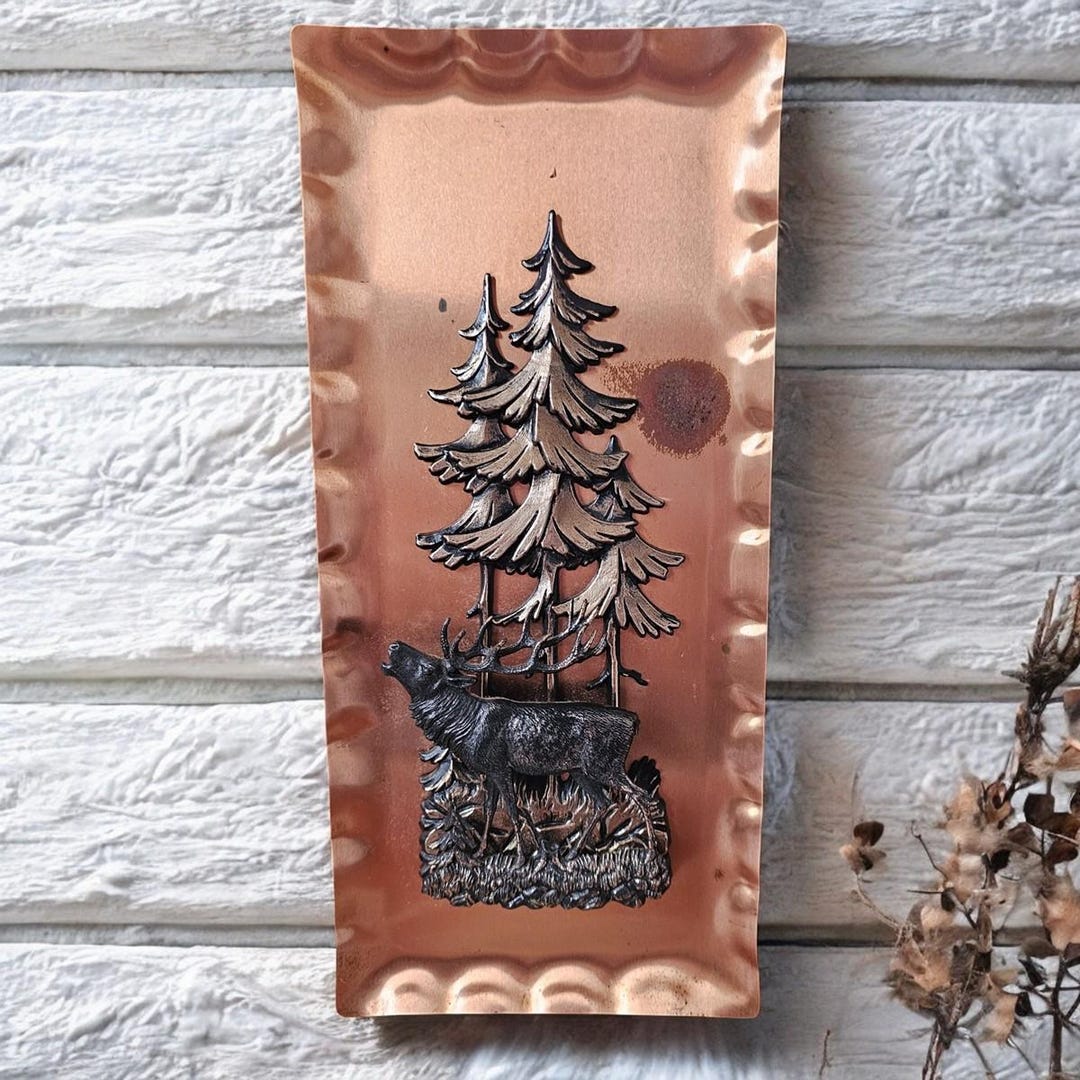 Vintage 2D Copper Wall Hanging Elk Deer Forest Germany - Etsy