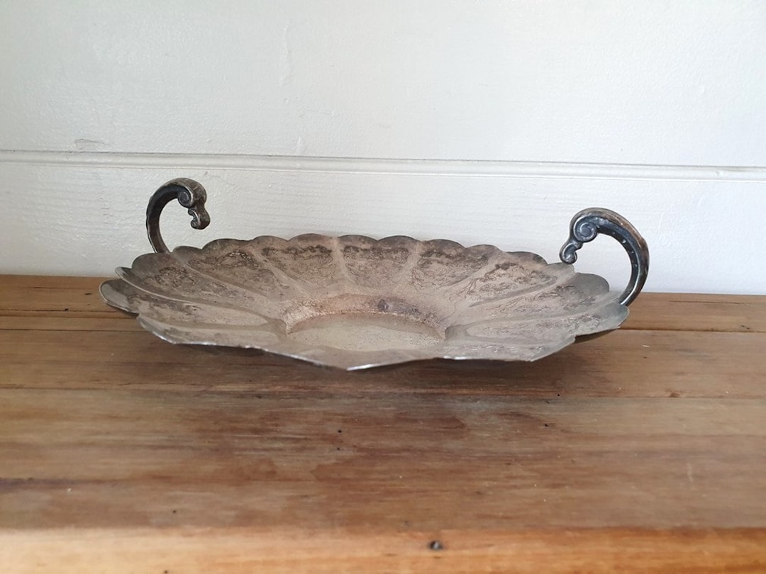 Vintage Cake Stand Silver Plate Serving Tray EPNS Metal Mayflower ...