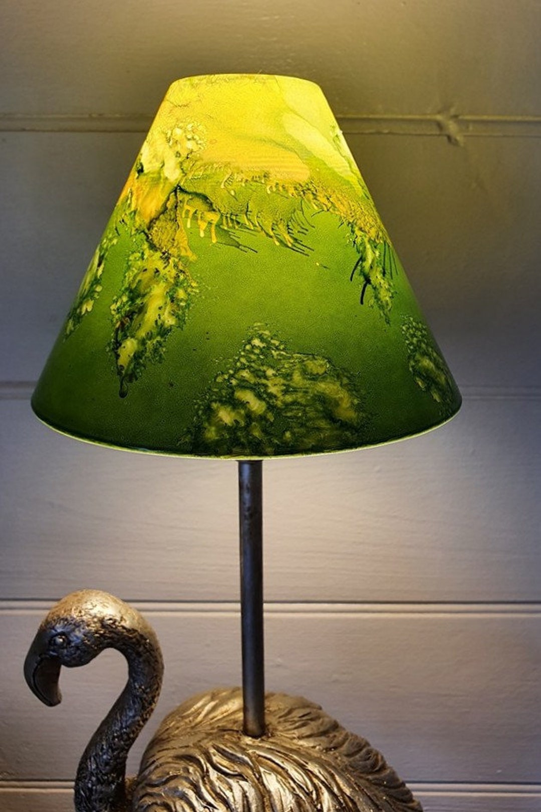 Vintage 1 X Art Glass Lamp Shade Pendant Shade Green Hand Made - Etsy