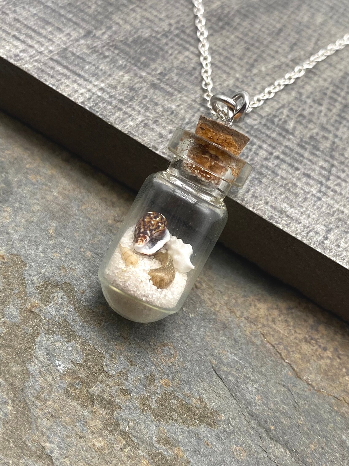 Everlasting Beach - Beach Sand and Tiny Shells Glass Bottle Pendant Necklace - Sand & Surf ...