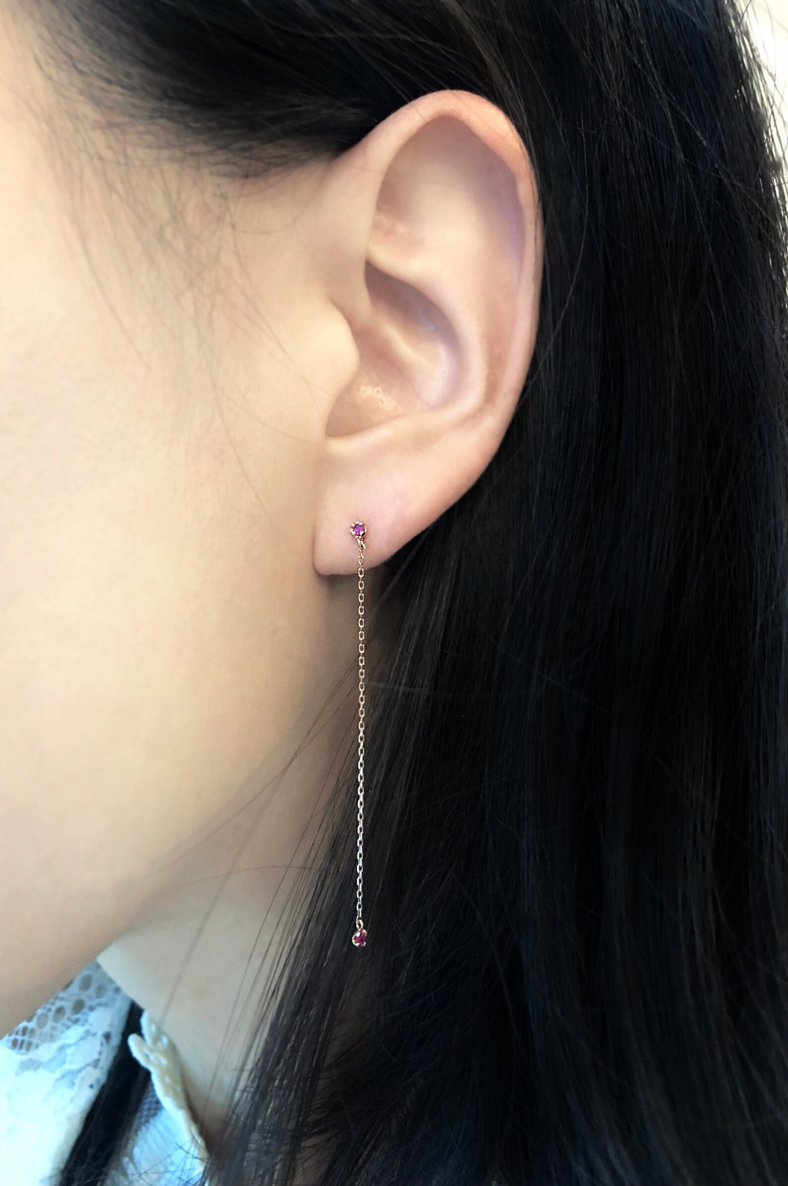 Ruby Drop Earrings / 14k Solid Gold Earrings / Natural Ruby | Etsy