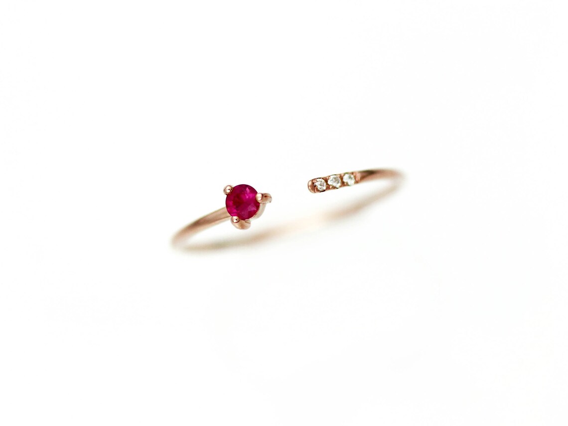 Ruby Adjustable Ring / Simple Ruby Rin / Natural Ruby Ring / - Etsy