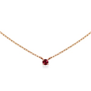 Ruby Neckalce Gold, Simple Ruby Necklace, 14k Solid Gold Ruby Necklace ...