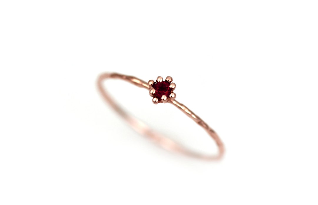 Garnet Flower Ring, Garnet Ring, 14K Garnet Ring, Gold Garnet Ring ...