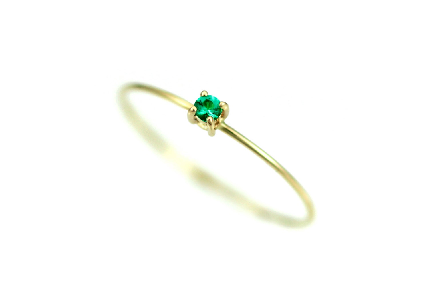 Emerald Ring, 14K Emerald Ring, Gold Emerald Ring, Simple Emerald Ring ...