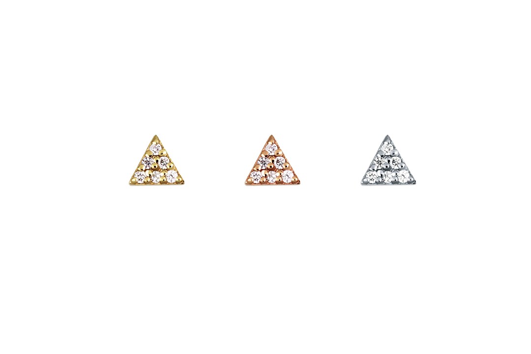 Diamond Triangle Earring, Triangle Earring, 14K Triangle Earring, Solid ...