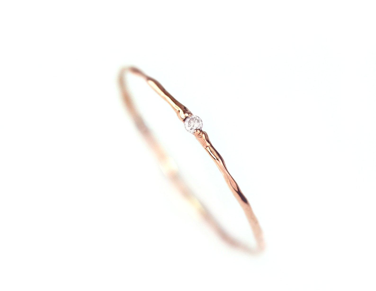 Thin Gold Ring Simple Gold Ring Diamond Gold Ring Diamond - Etsy Canada