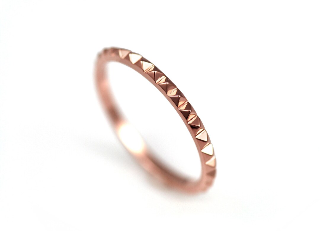 Spike 14K Solid Gold Ring, Gold Pyramid Ring, Gold Stacking Ring ...