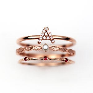 Initial Ring Diamond Initial Ring 14k Solid Gold - Etsy